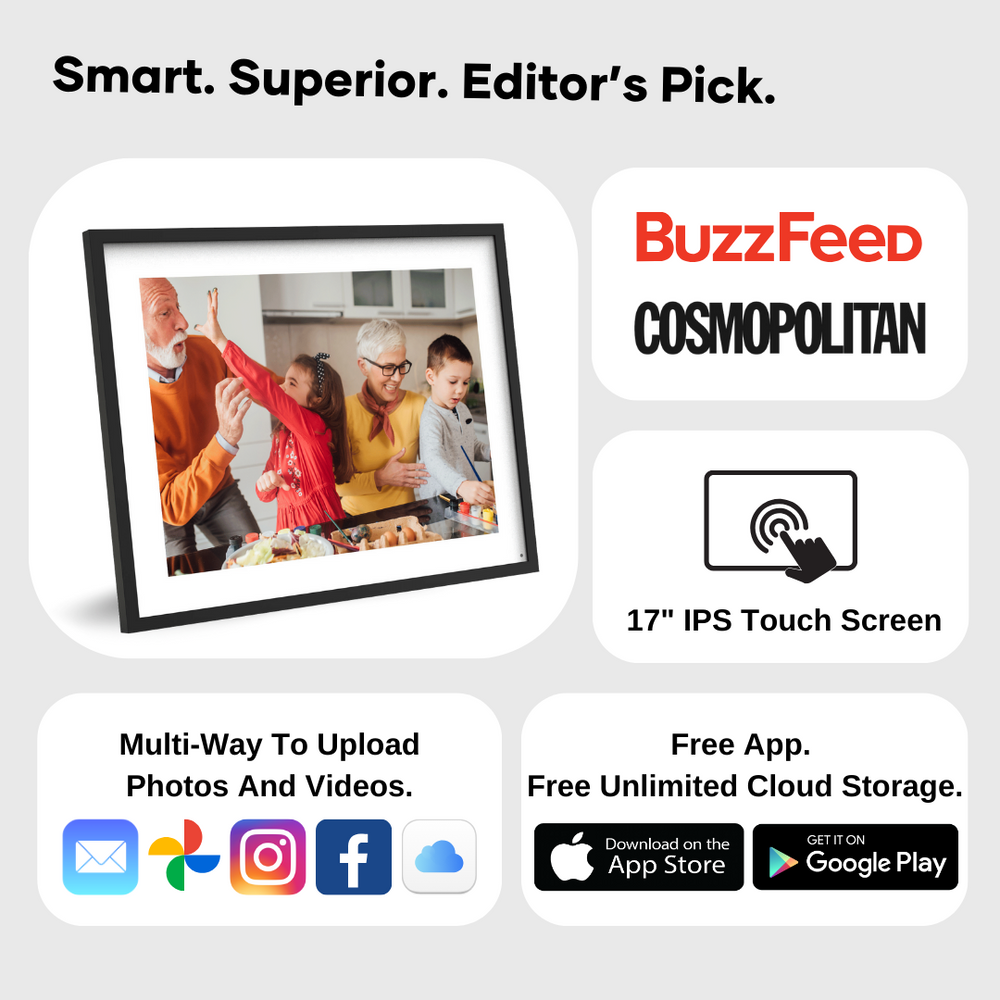 17" Large Digital Picture Frame WiFi Digital Photo Frame - Cozyla