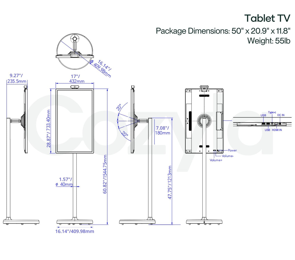 Cozyla Tablet TV | Smart Board Touchscreen Portable TV - Cozyla